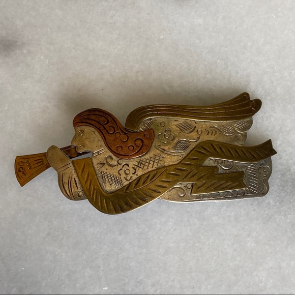 Vintage | Jewelry | Vintage Kitsch Angel Cute Metal Brooch Cupid ...